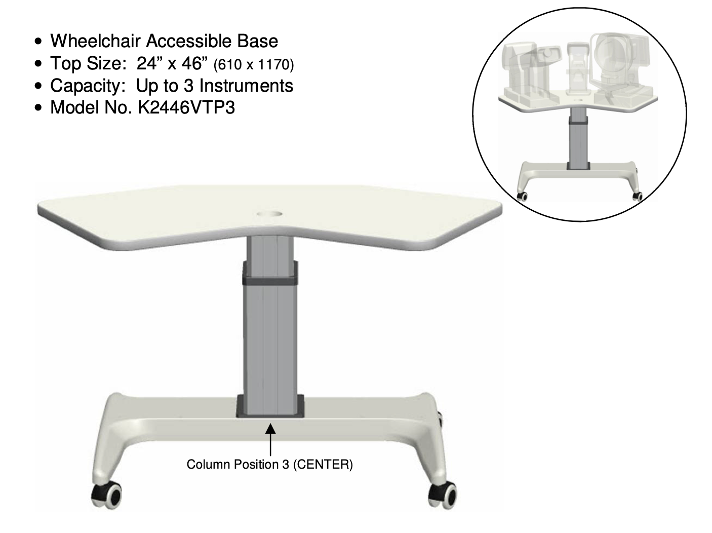 K2 Tables – Two Instrument Wheelchair Accessible Table (Kidney Shaped ...